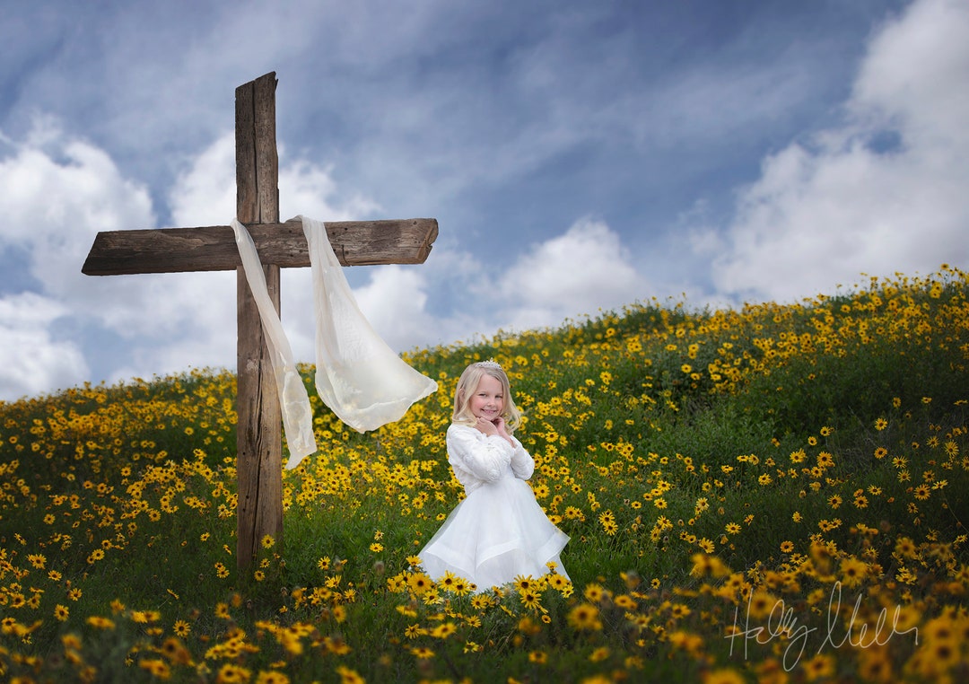 Beautiful Christian Easter Digital Backdrop/background Cross in Field ...