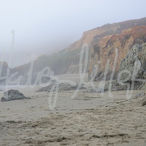 Beautiful Foggy Overcast Beach Digital Backdrop Background X3 - Etsy
