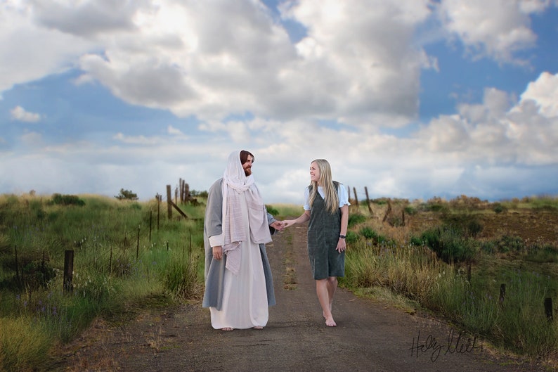 Jesus Christ on Path - in Spring Field - Digital Backdrop- Digital ...