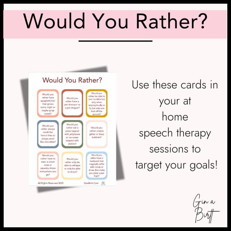 Would You Rather Questions | Speech Therapy - Etsy