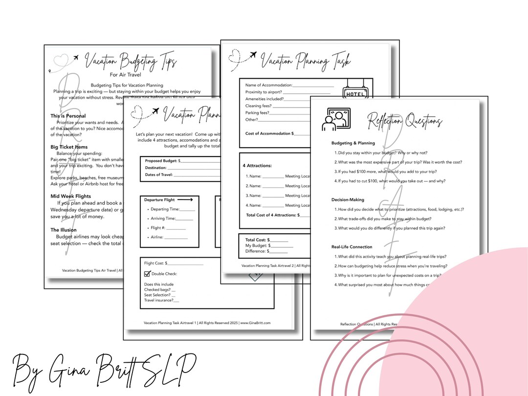 Executive Functioning Task - Vacation Planning & Budgeting Worksheet - Etsy