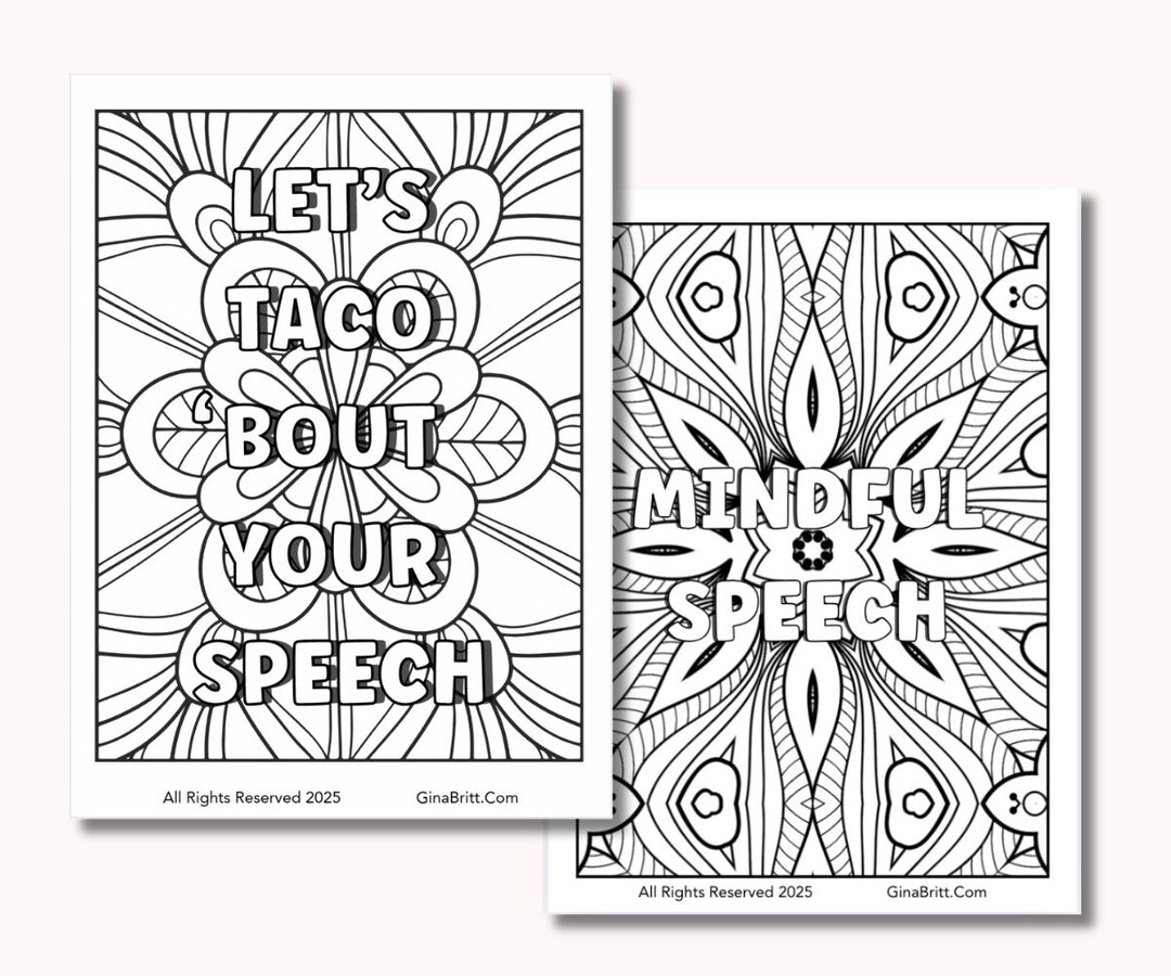 Speech Therapy Coloring Pages - Etsy