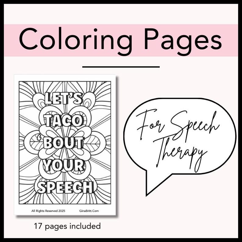 Speech Therapy Coloring Pages - Etsy