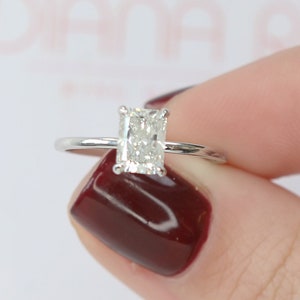 Radiant Cut Diamond Ring Elongated Radiant Cut Engagement | Etsy