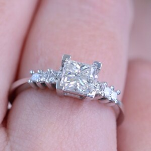 Diamond Ring, Princess Cut Gold Ring, Square Diamond Ring White Gold ...