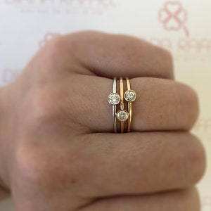 Bezel Diamond Stacking Ring, Round Diamond Dainty Ring, Stacking Ring ...