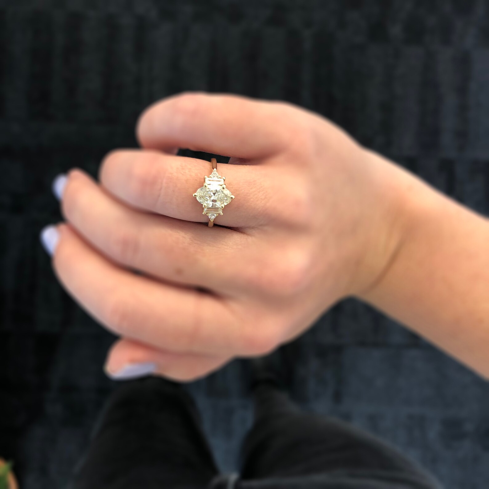 Multi-shaped Diamond Engagement Ring Elongated Oval Diamond - Etsy