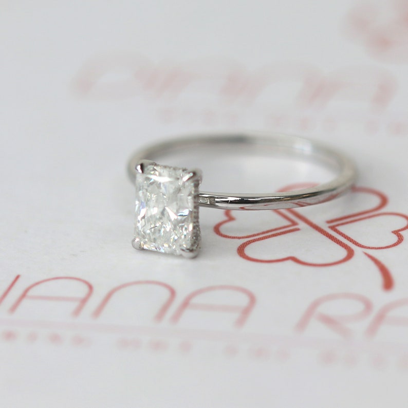 Radiant Cut Diamond Ring Elongated Radiant Cut Engagement - Etsy