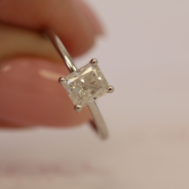 Radiant Cut Diamond Ring Elongated Radiant Cut Engagement | Etsy