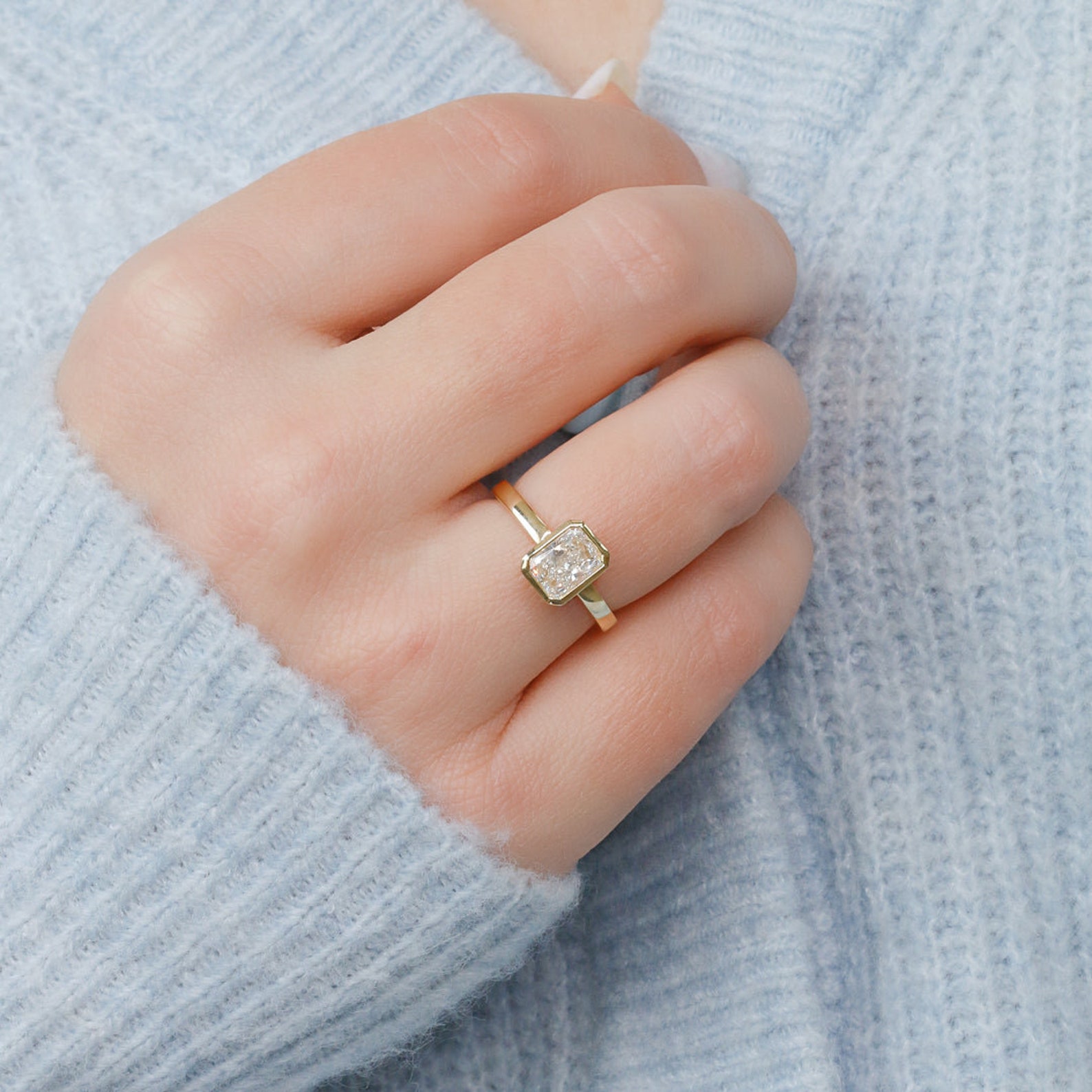 1 Carat Bezel Diamond Ring, Radiant Cut Diamond Ring, Radiant Cut ...