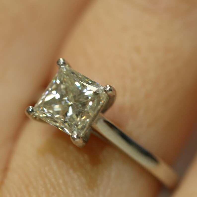 Princess Cut Engagement Ring - 2 Carat White Gold Engagement Ring - Etsy