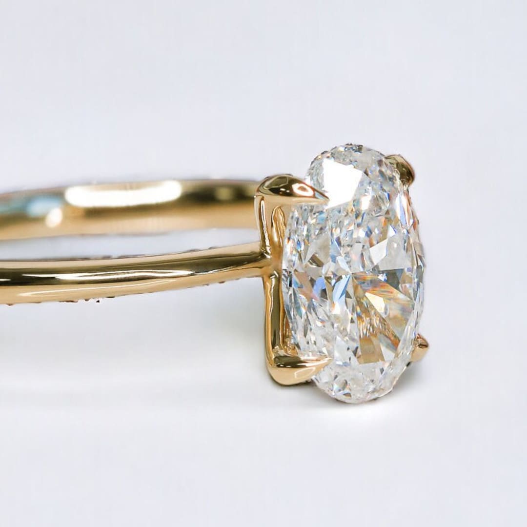 1 Carat Real Diamond Engagement Ring for Women, Oval Diamond Engagement ...