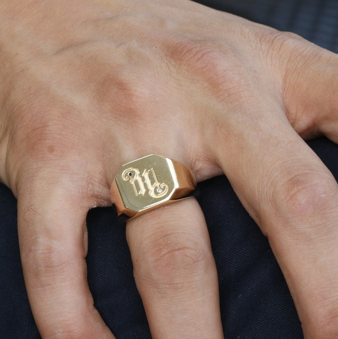 Signet Ring for Men, Men's Pinky Ring, Custom Pinky Ring in Gold ...