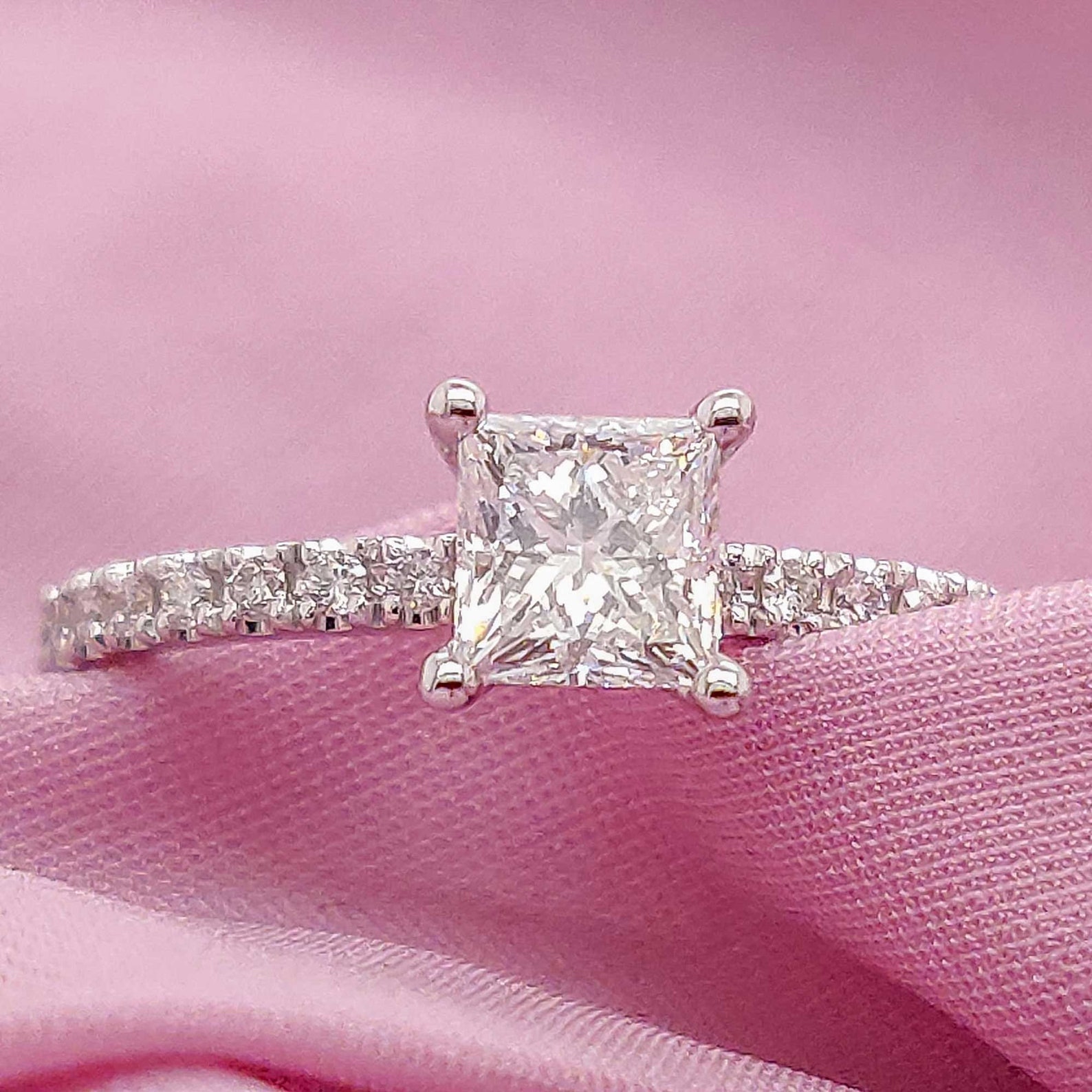 Princess Engagement Ring Princess Diamond Ring White Gold - Etsy