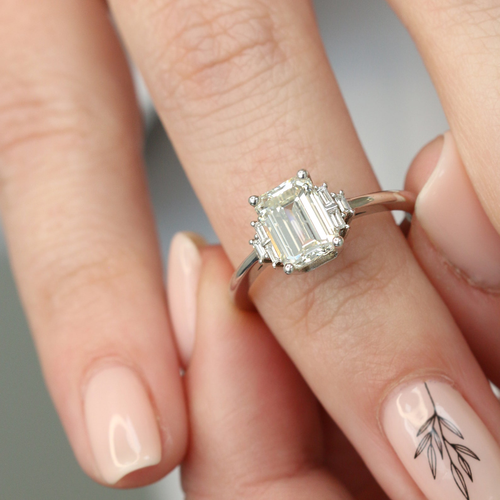 Emerald Cut Engagement Ring Emerald Cut Diamond Ring Emerald | Etsy