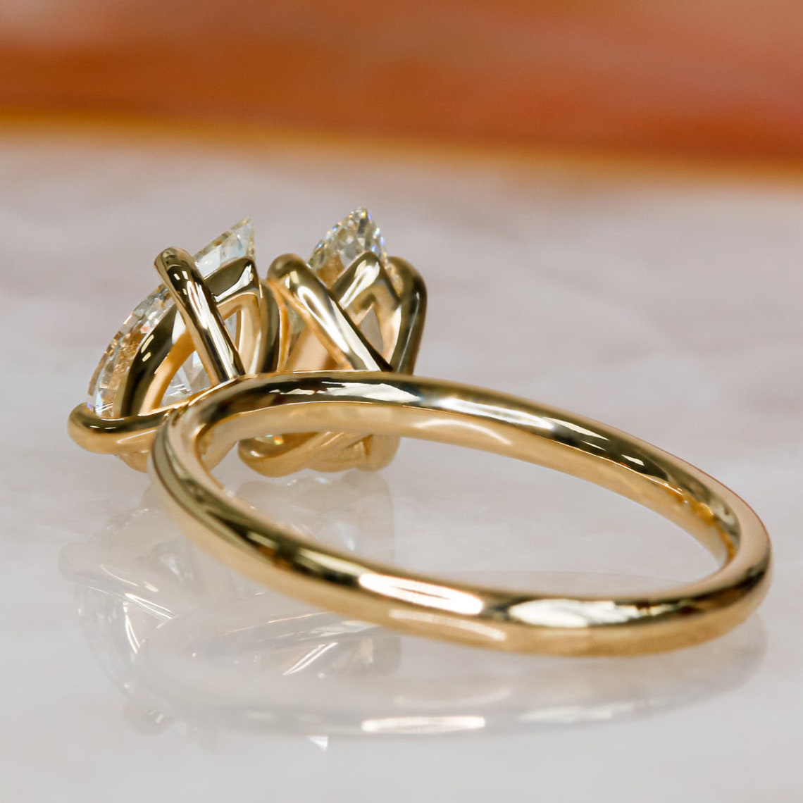 2 Stone Real Diamond Modern Luxury Gold Ring Bling Fashion | Etsy