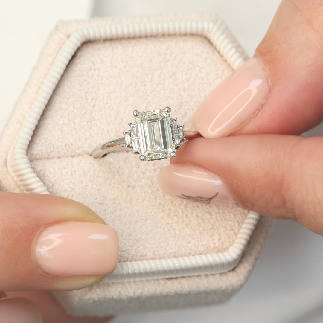 Emerald Cut Engagement Ring, Emerald Cut Diamond Ring, Emerald Baguette ...