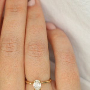 Thin Band Oval Diamond Engagement Ring Genuine Natural | Etsy