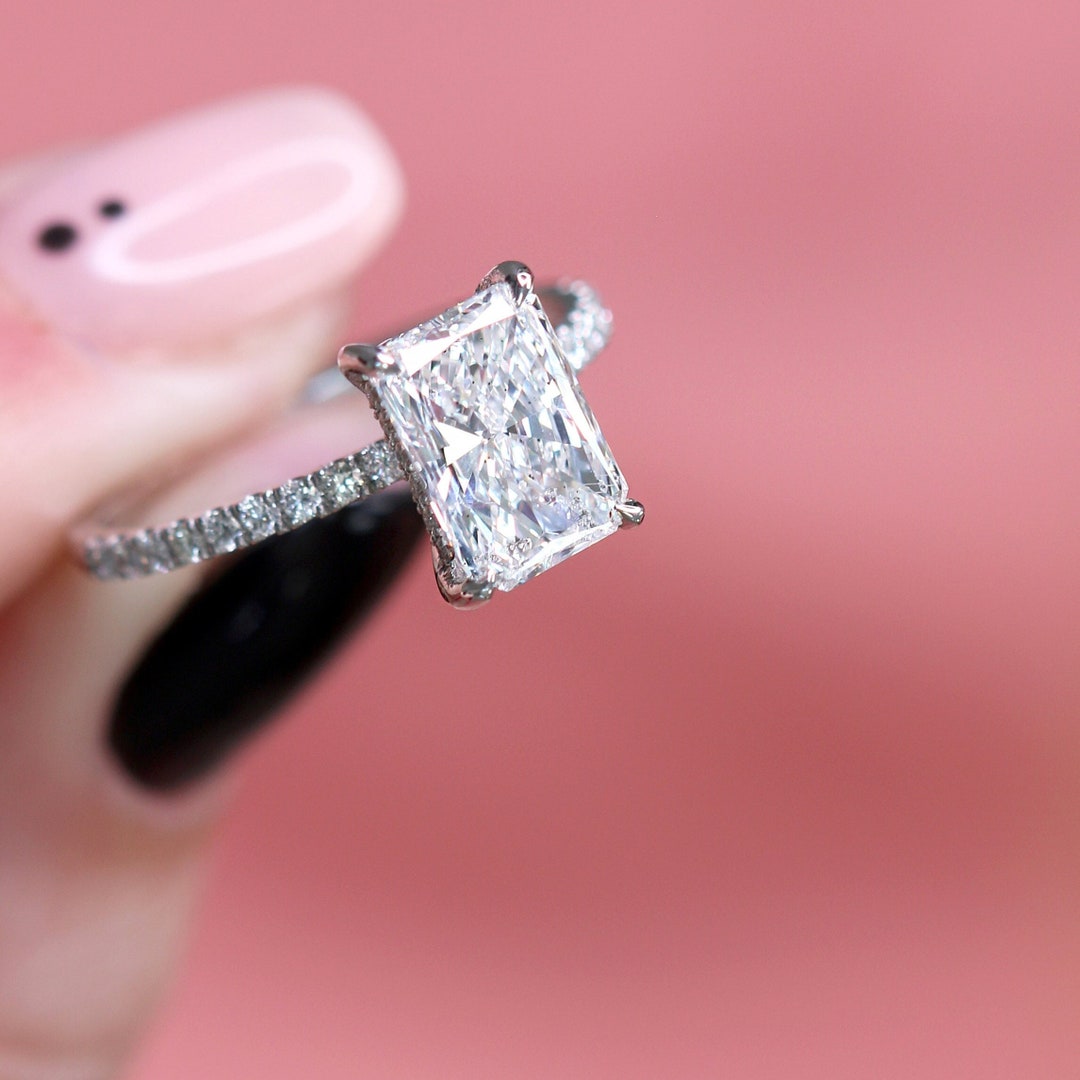 Radiant Cut Engagement Ring, Natural Diamond Jewelry, 14k Diamond ...