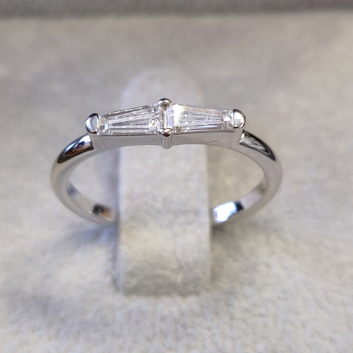 Stackable Baguette Ring Two Stone Diamond Ring Baguette - Etsy