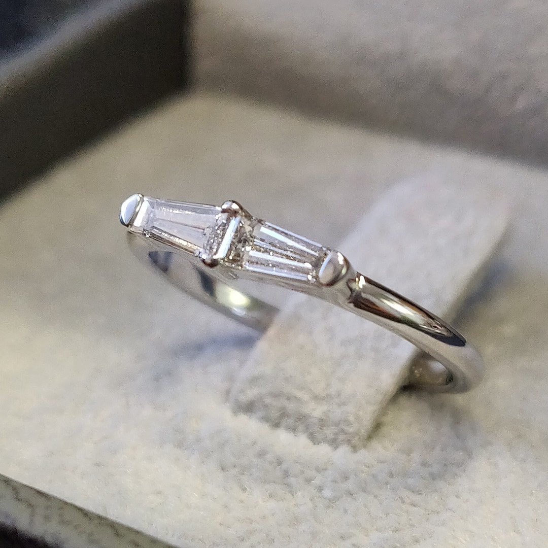 Stackable Baguette Ring, Two Stone Diamond Ring, Baguette Diamond Ring ...