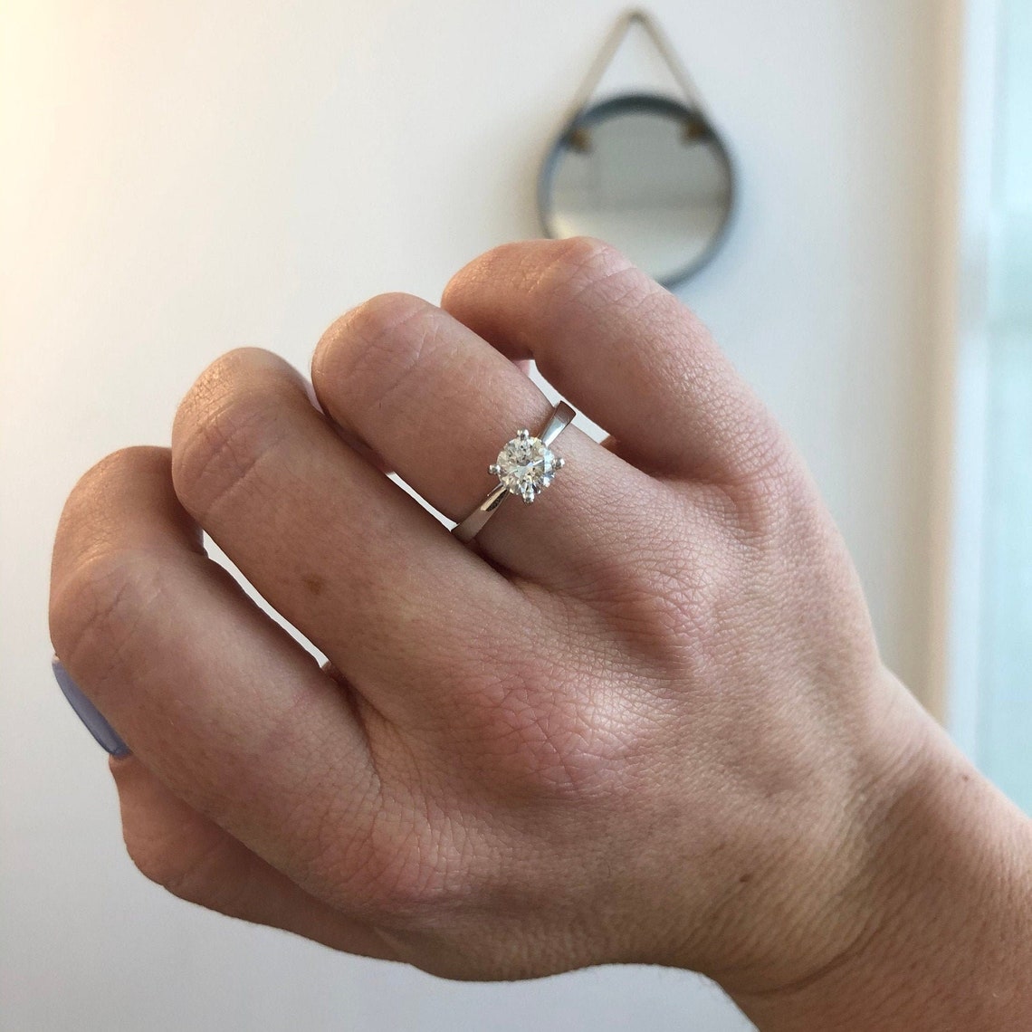 1 Carat Solitaire High Quality Ring Round Diamond Engagement | Etsy