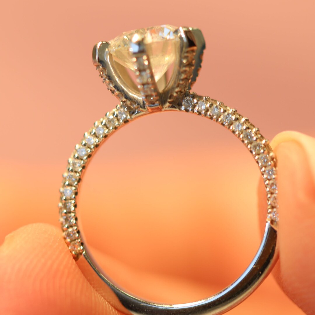 Micro Pave Ring 14K White Gold - Etsy