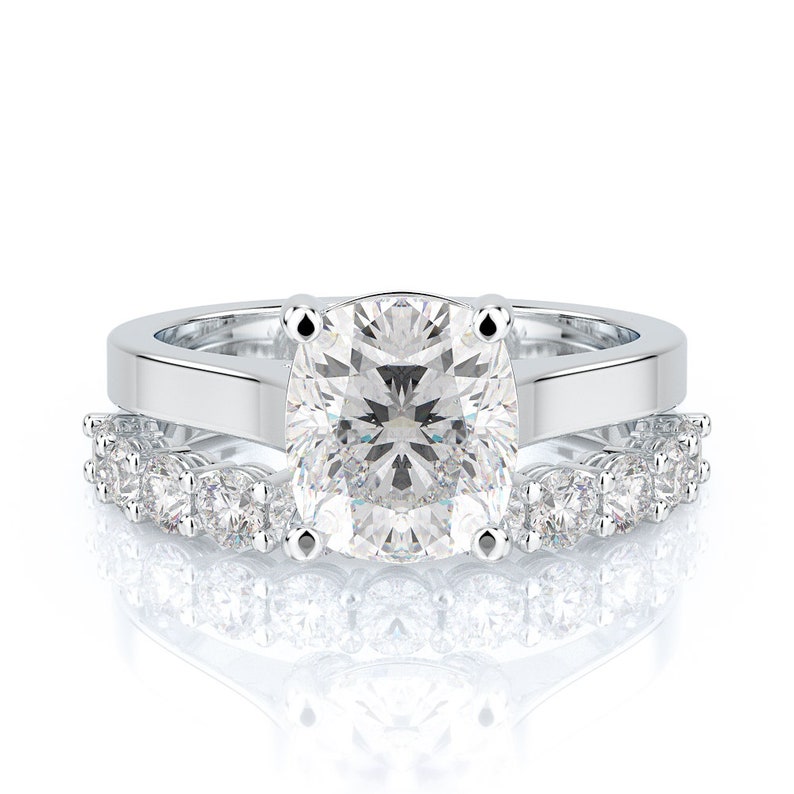 Cushion Cut Natural Genuine Diamond Bridal Set 2.5 Ct | Etsy