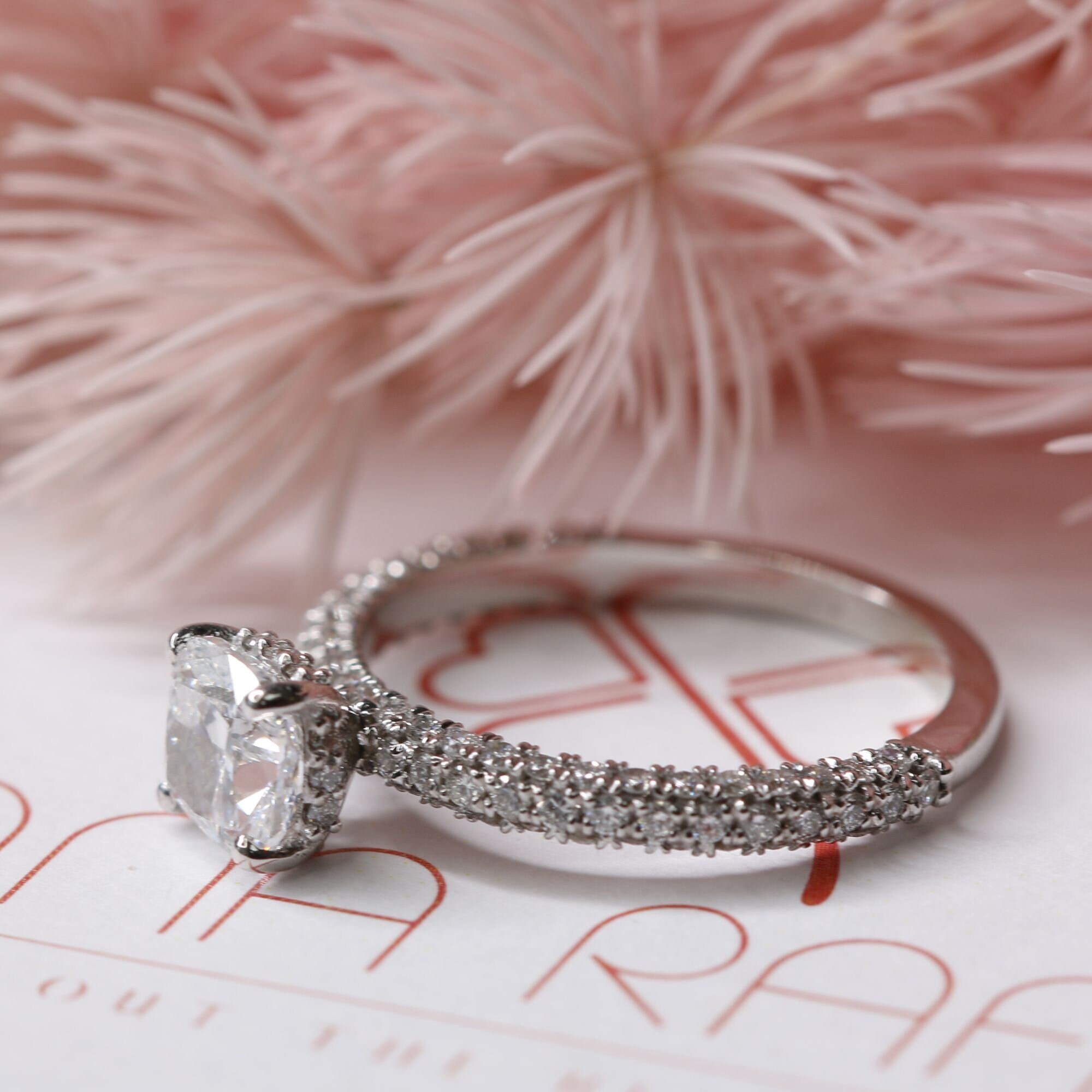 Cushion Cut Diamond Ring Square Cut Engagement Ring | Etsy