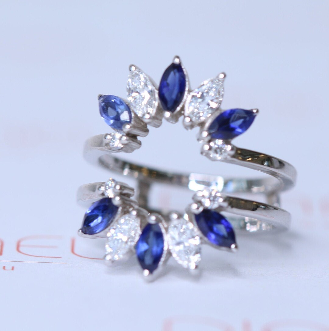 Diamond and Sapphire Ring, Oval Ring Enhancer, Engagement Ring Enhancer ...