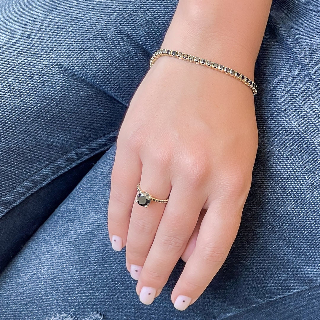 Black Diamond Tennis Bracelet 6 Carat Diamond Bracelet Gold Bracelet