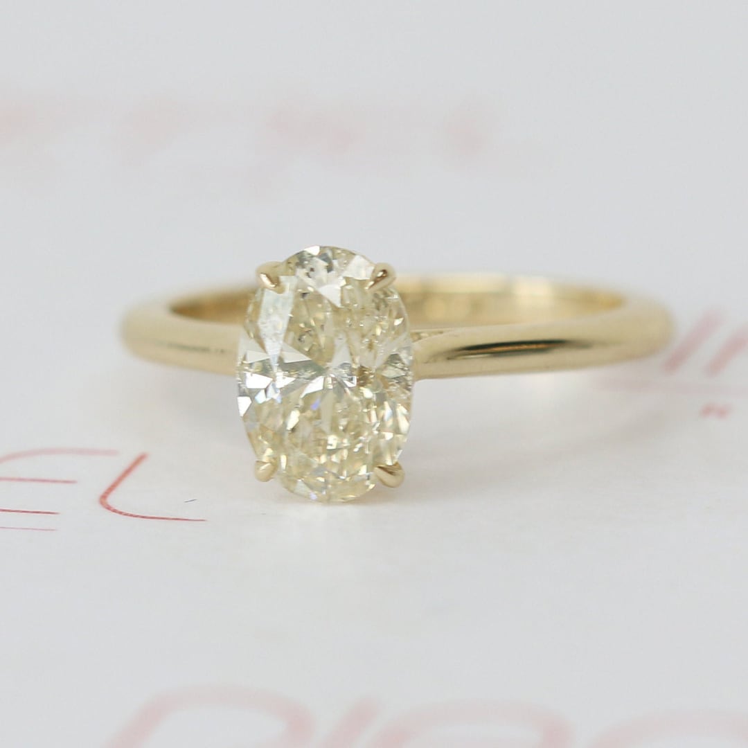 Thin Band Oval Diamond Engagement Ring, Genuine Natural Diamond Ring ...