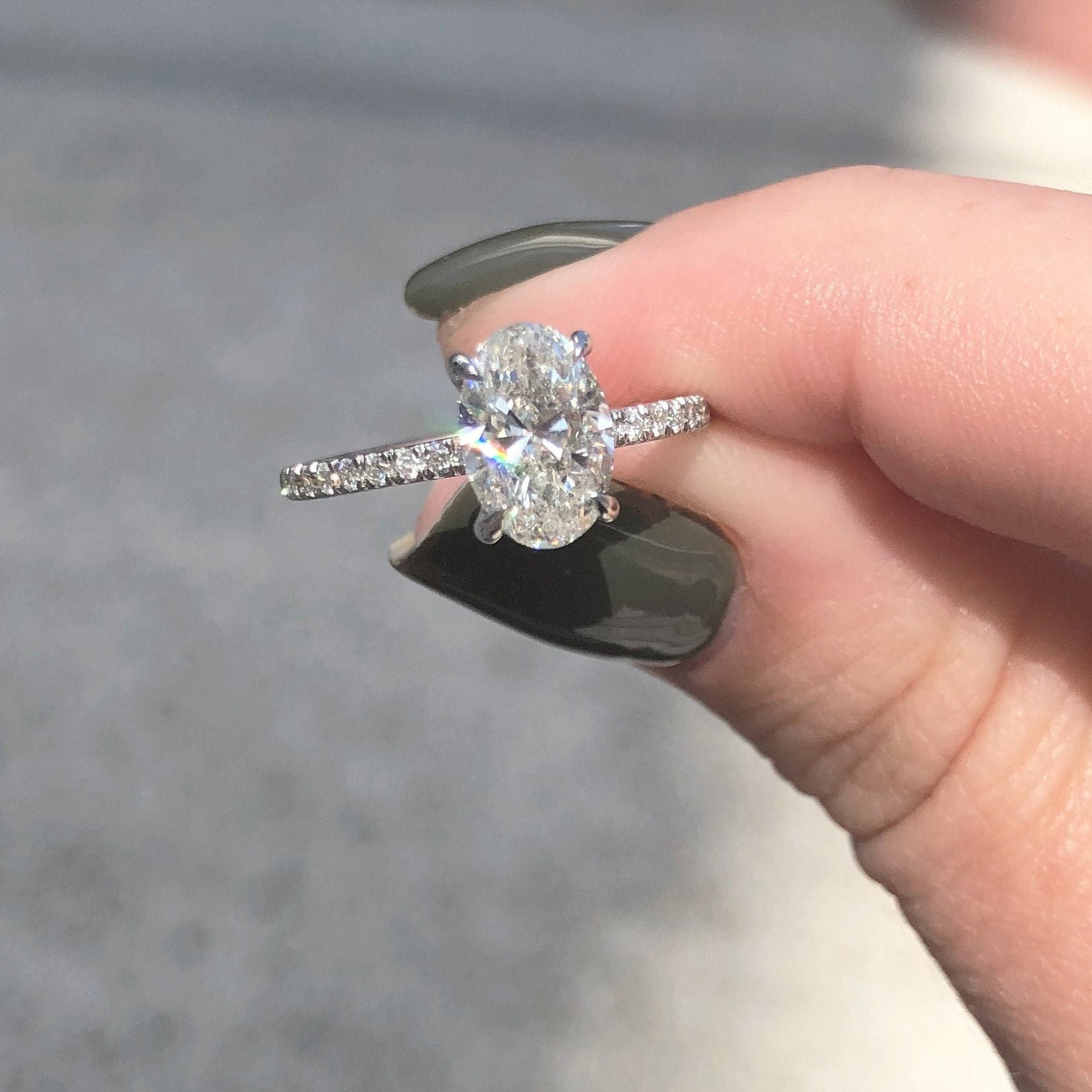 Oval Diamond Engagement Ring, Oval Diamond Ring, 2 Ct Oval Diamond Ring ...