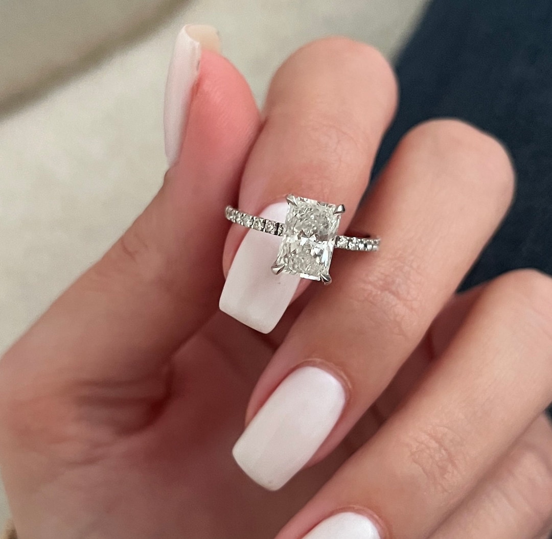 2 Carat Radiant Diamond Ring, Radiant Cut Engagement Ring, Natural ...
