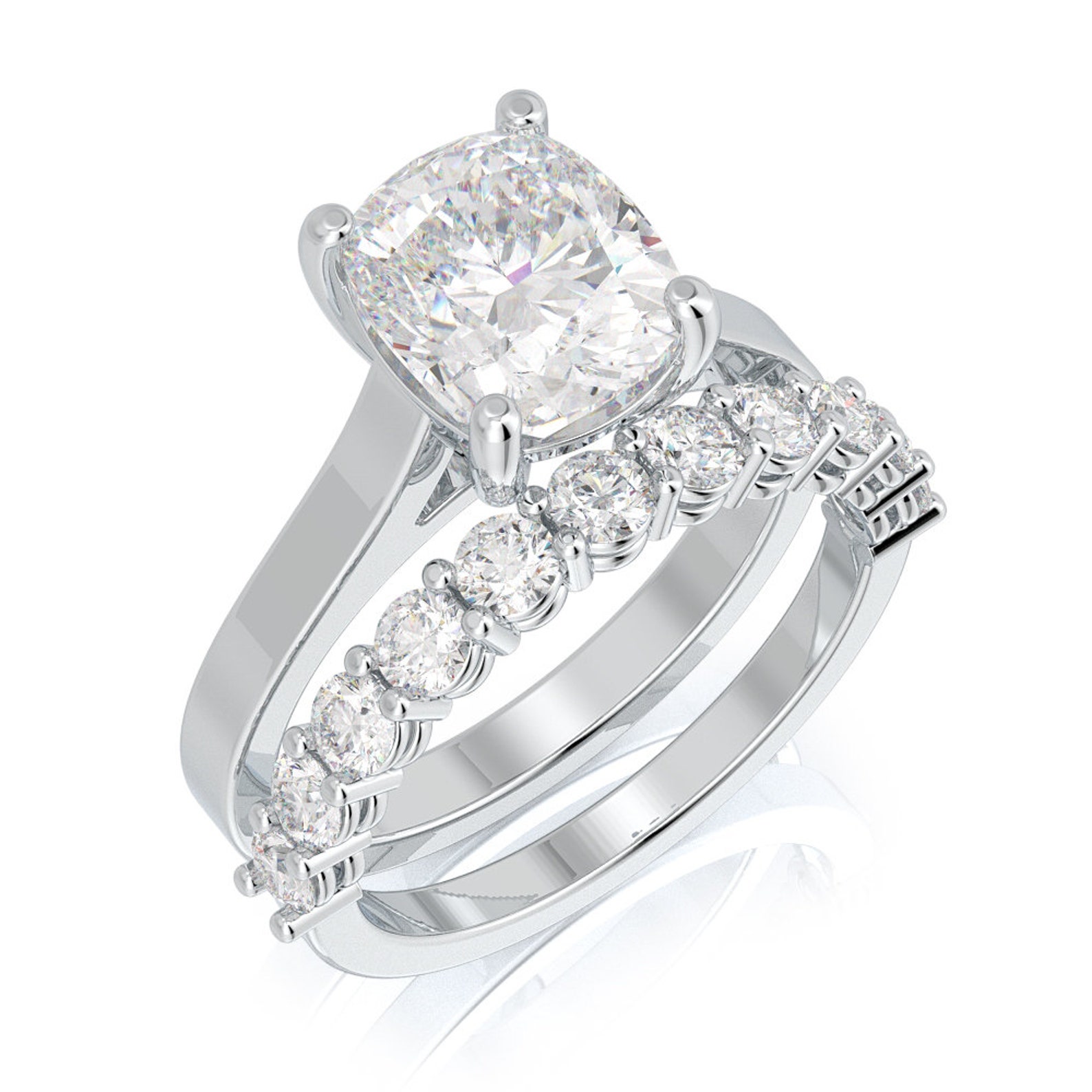 Cushion Cut Natural Genuine Diamond Bridal Set 2.5 Ct | Etsy