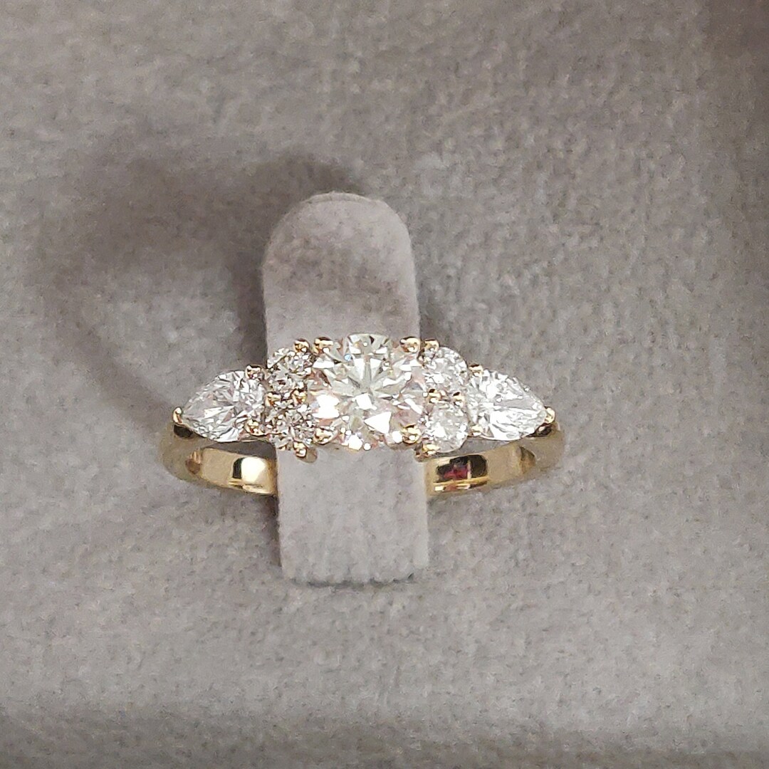 Engagement Ring, Five Diamonds Ring, Diamond Engagement Ring, Yellow ...