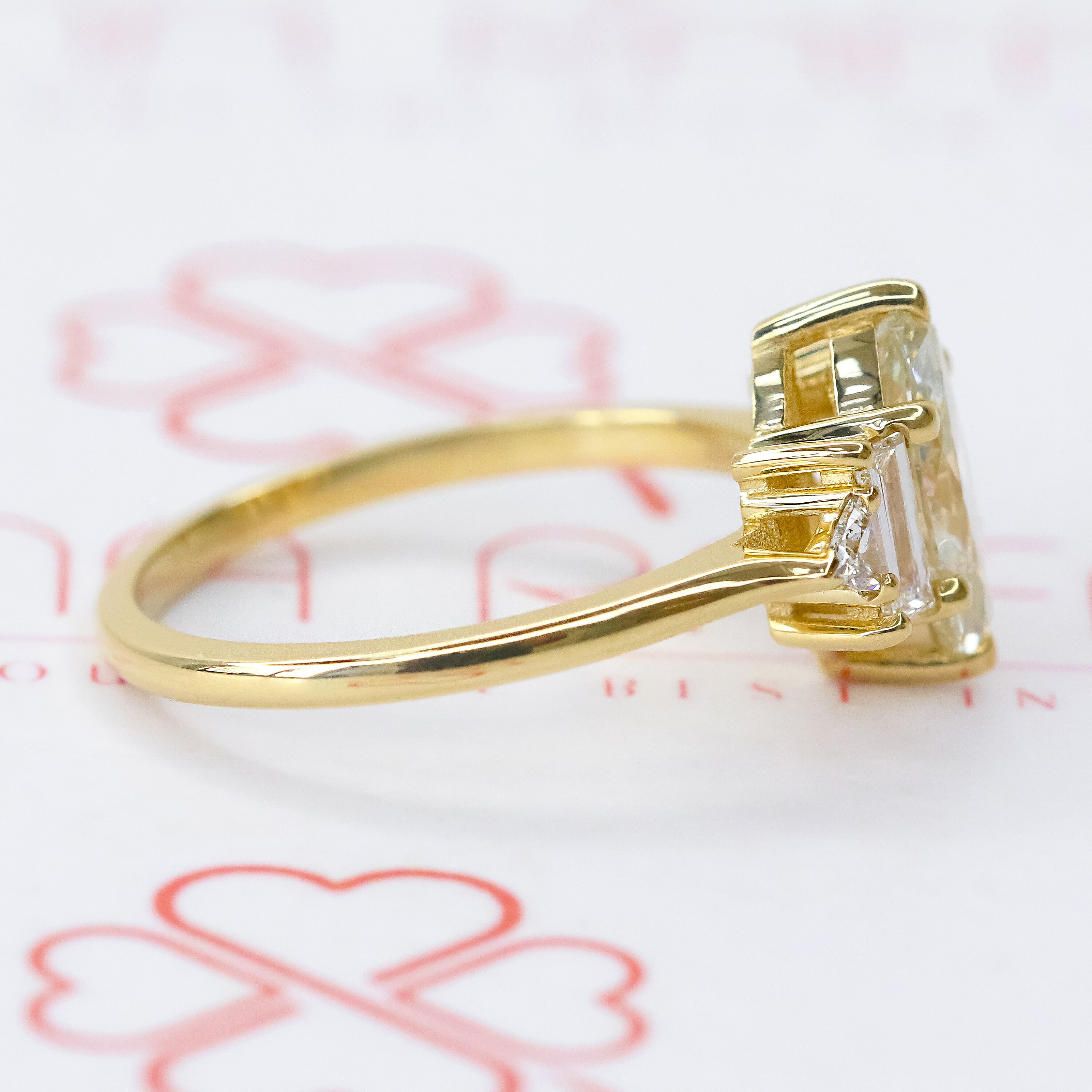 Multi-shaped Diamond Engagement Ring, Elongated Oval Diamond Ring ...