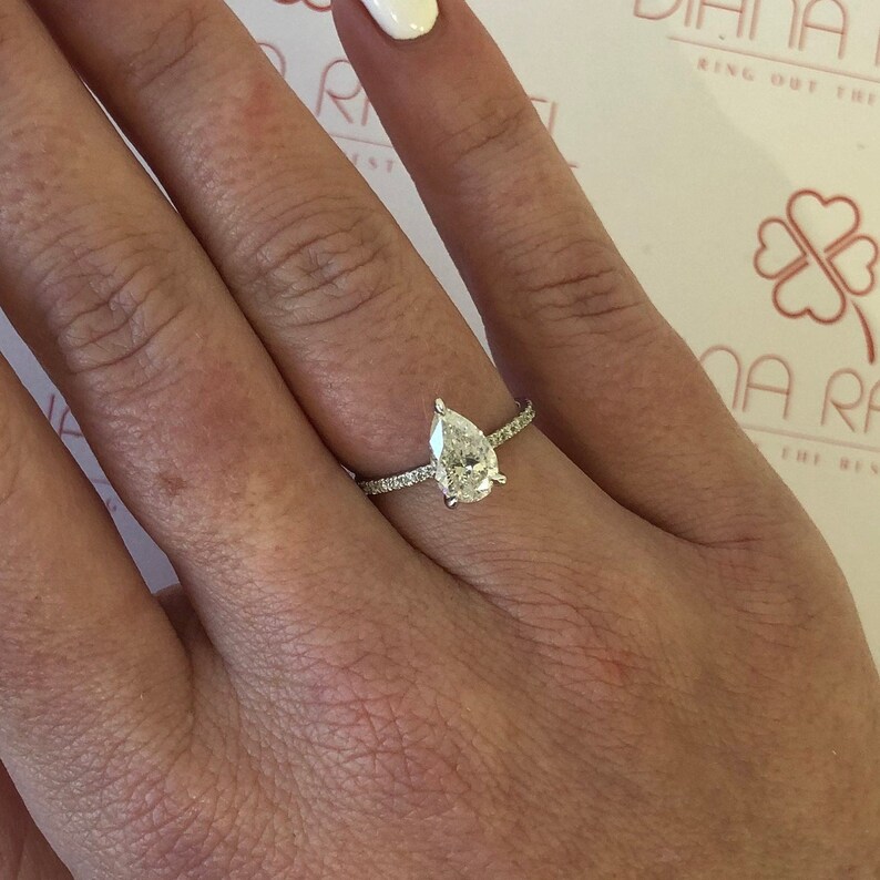 Beautiful Diamond Engagement Ring Pear Shaped Engagement Ring - Etsy