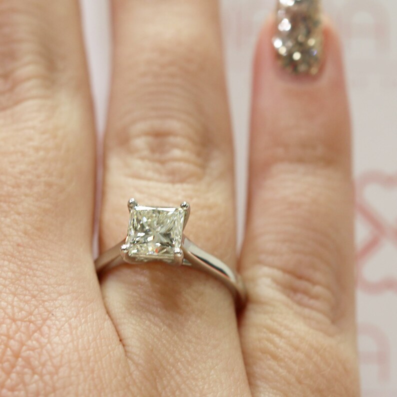 Princess Cut Engagement Ring - 2 Carat White Gold Engagement Ring - Etsy