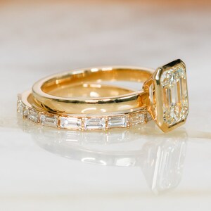 Emerald Cut Diamond Ring, 2 Carat Engagement Ring, Bezel Diamond ...