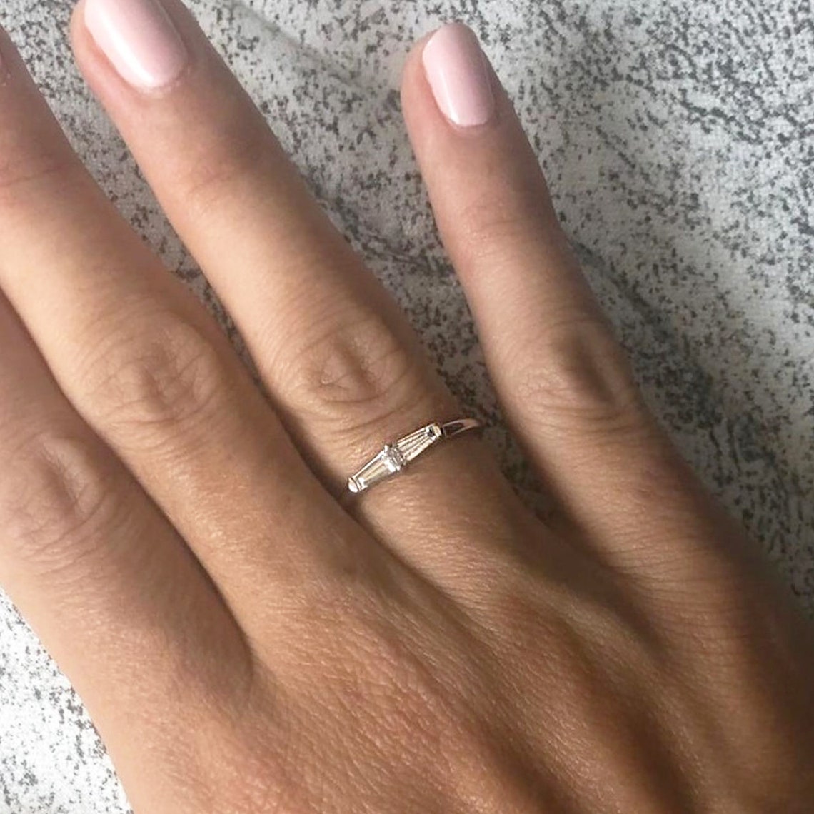 Stackable Baguette Ring Two Stone Diamond Ring Baguette - Etsy