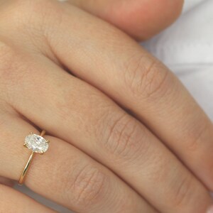 Thin Band Oval Diamond Engagement Ring Genuine Natural | Etsy