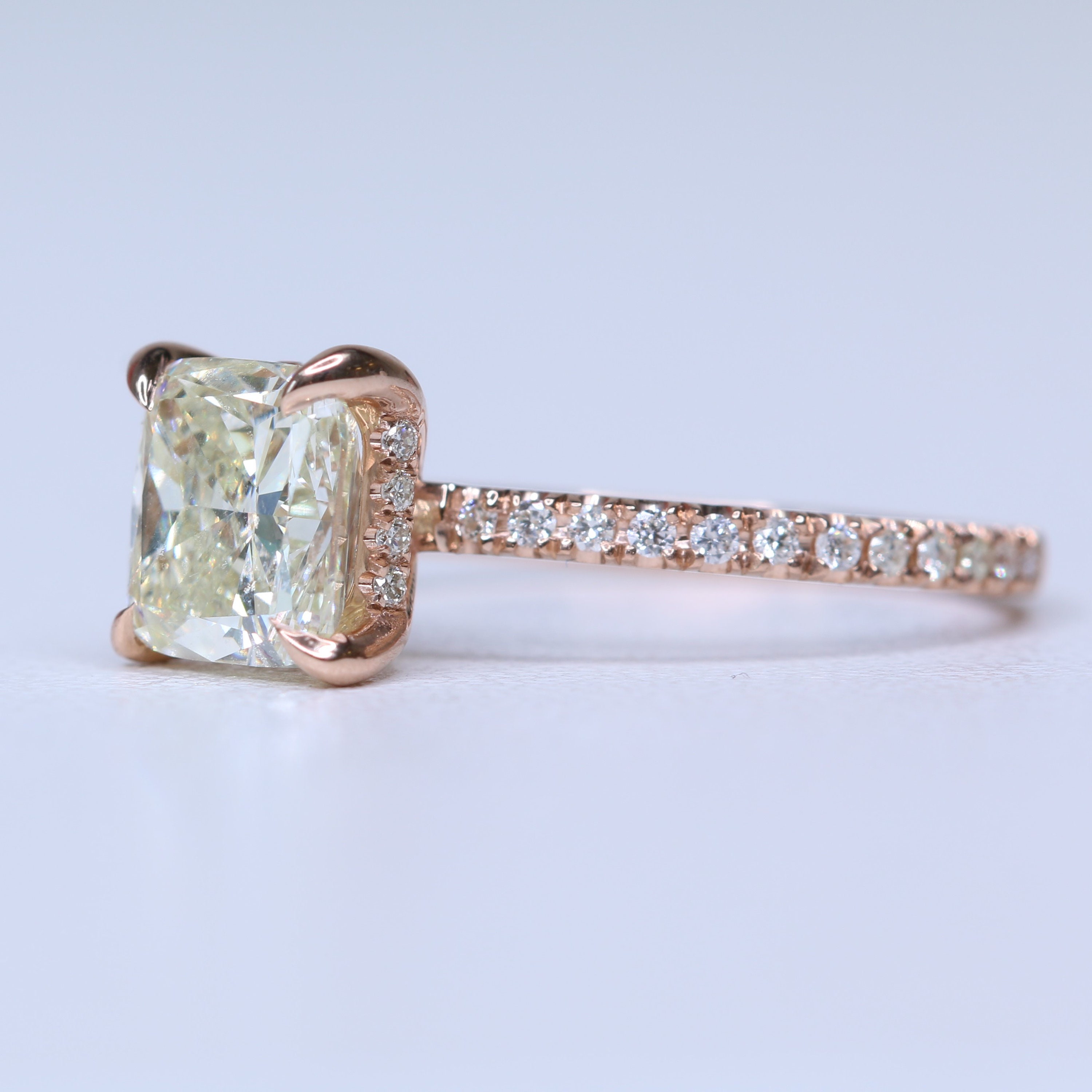 Cushion Cut Diamond Ring Square Cut Engagement Ring Rose | Etsy