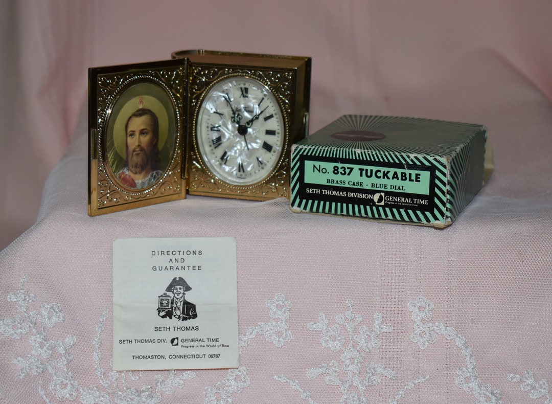 Seth Thomas Tuckable Travel Alarm Clock. Book Style With Picture Frame ...