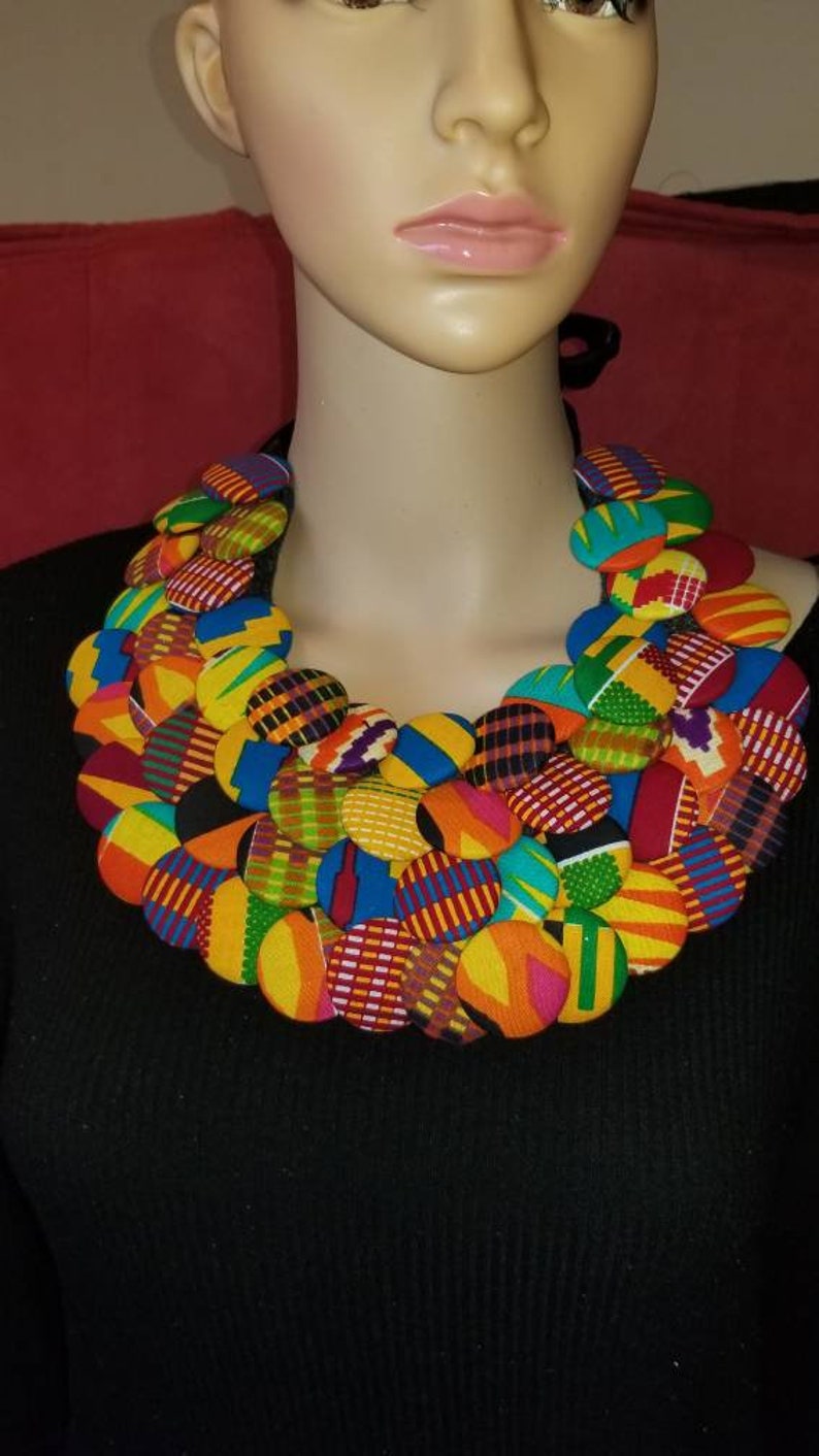 Ankara Necklace African Print Button Necklace Kente Button | Etsy
