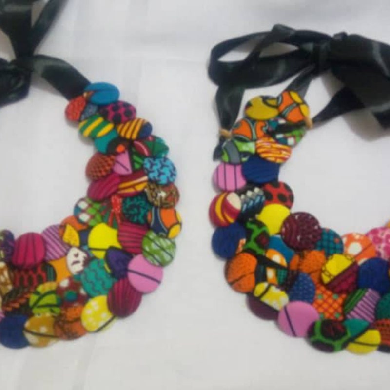 Button Necklace Ankara - Etsy