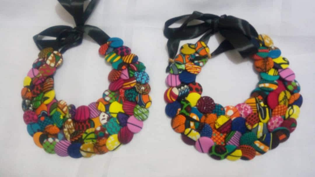 Ankara Necklace, African Print Button Necklace, Kente Button Necklace ...