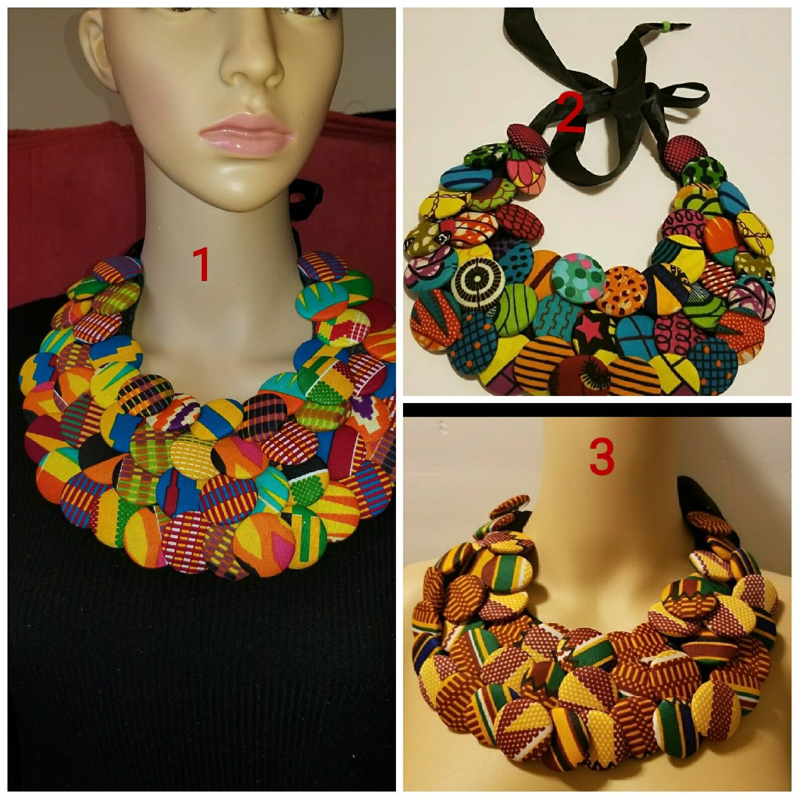 Ankara Necklace African Print Button Necklace Kente Button | Etsy