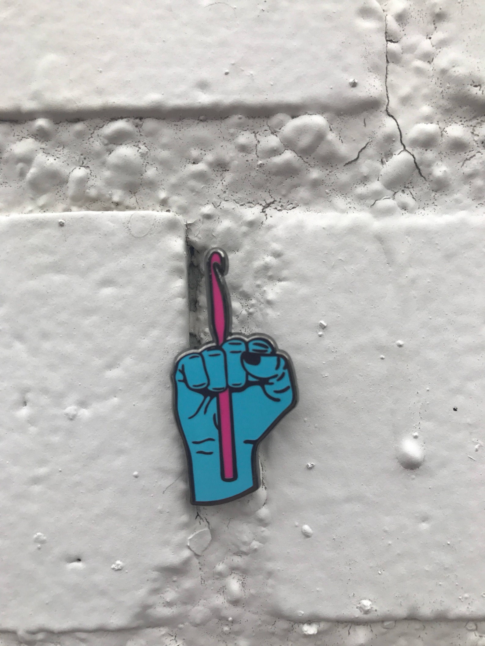 LFS Enamel Crochet Fist Pin Blue - Etsy