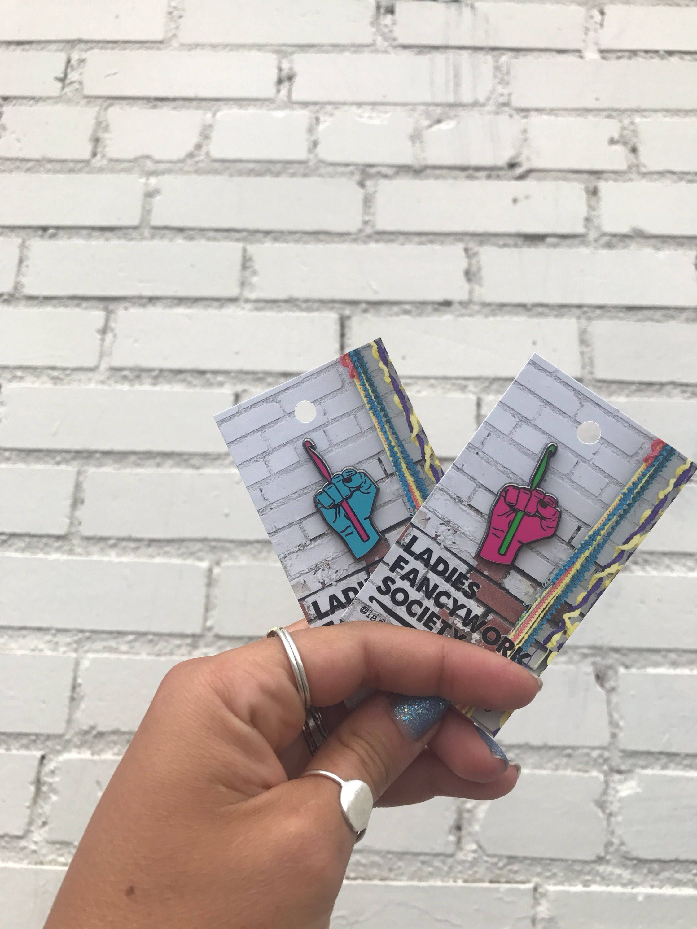 LFS Enamel Crochet Fist Pin Blue - Etsy Canada